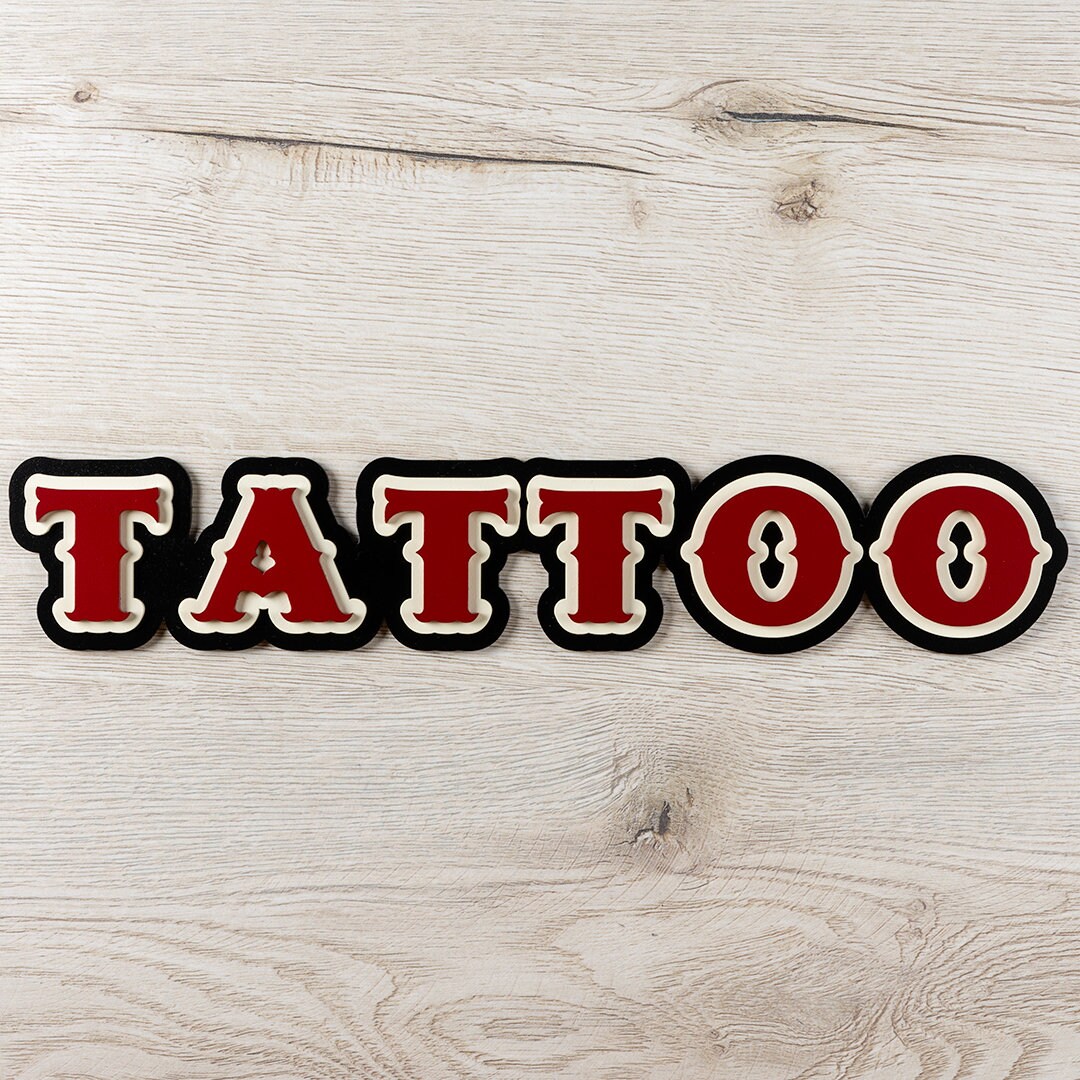 Layered Tattoo Studio Sign - 3D Multi Layer Design - Vintage Style ...