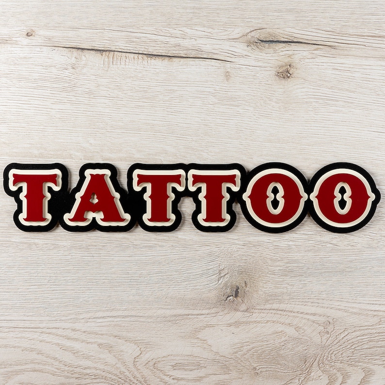 Layered Tattoo Studio Sign - 3D Multi Layer Design - Vintage Style ...