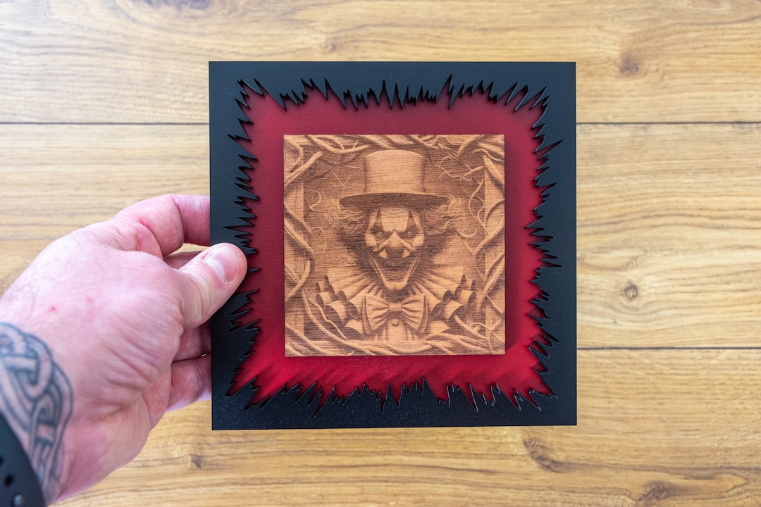 Crazy Clown Wall Art - Laser Engraved Original Artwork Mounted in A ...