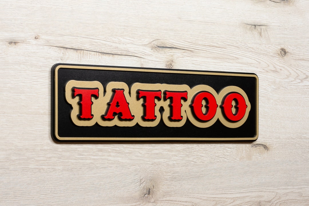 Layered Tattoo Studio Sign - 3D Multi Layer Design - Vintage Style ...