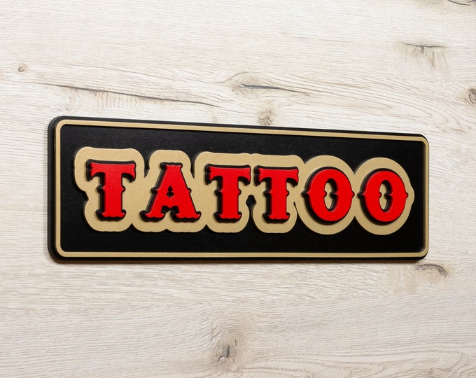 Layered Tattoo Studio Sign 3D Multi Layer Design Vintage Style Tattoo ...