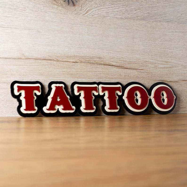Layered Tattoo Studio Sign - 3D Multi Layer Design - Vintage Style ...
