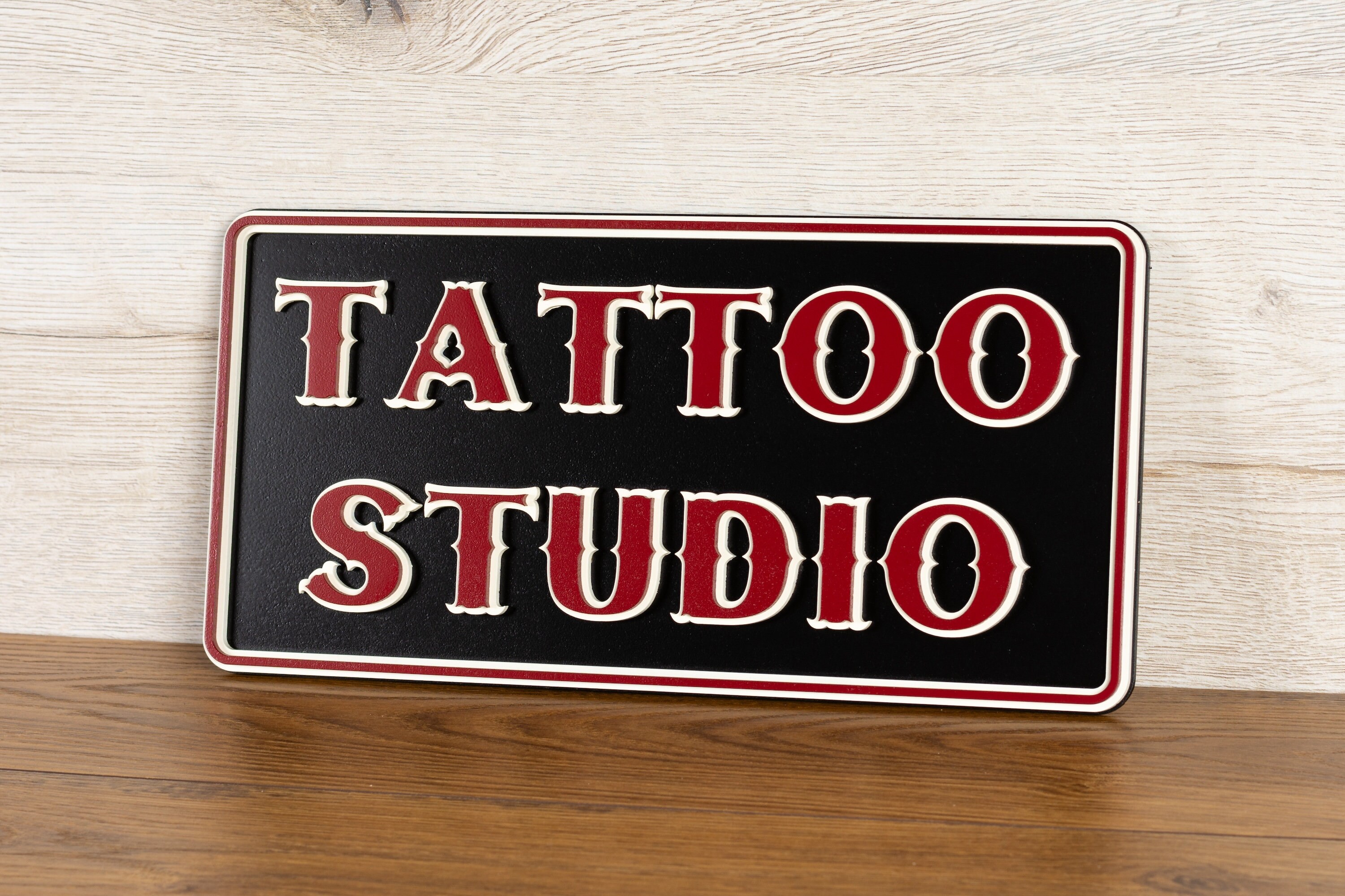 Layered Tattoo Studio Sign - 3D Multi Layer Design - Vintage Style ...