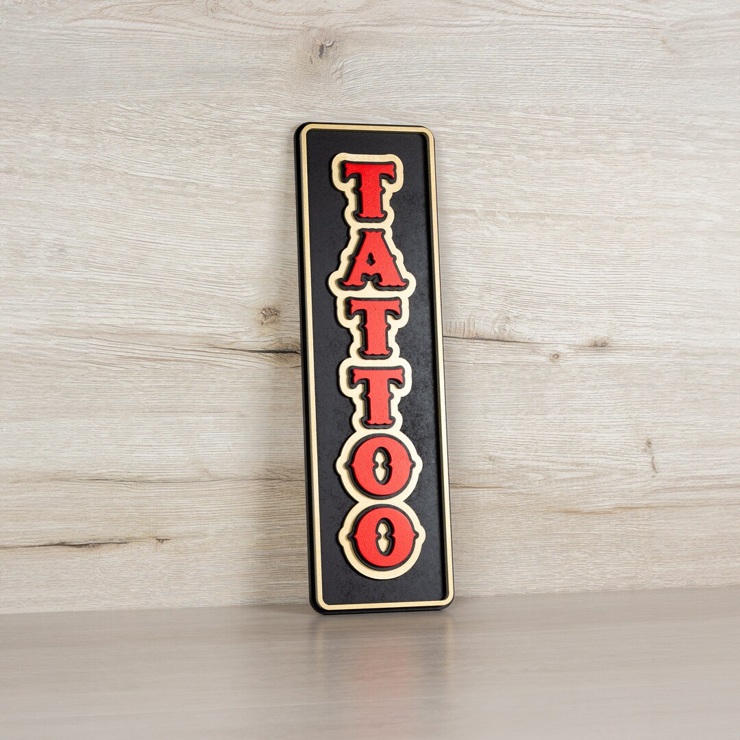Layered Tattoo Studio Sign - 3D Multi Layer Design - Vintage Style ...