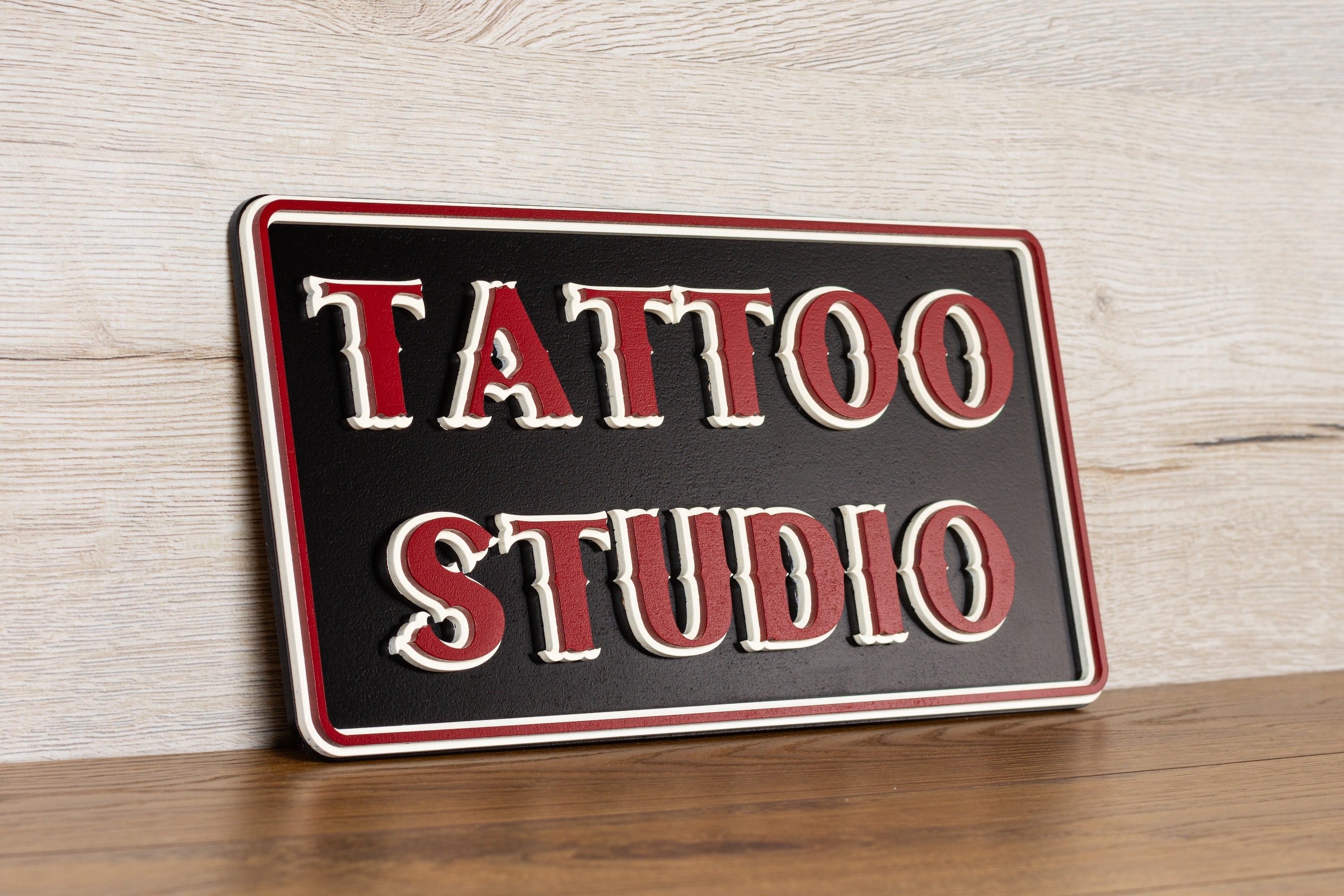 Layered Tattoo Studio Sign - 3D Multi Layer Design - Vintage Style ...