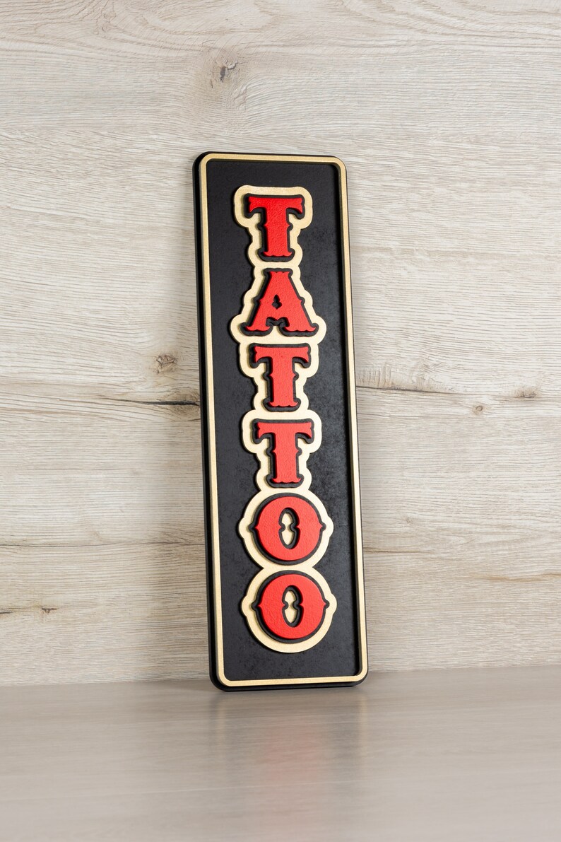 Layered Tattoo Studio Sign 3D Multi Layer Design Vintage Style Tattoo Shop Art Wooden Wall Decor ...