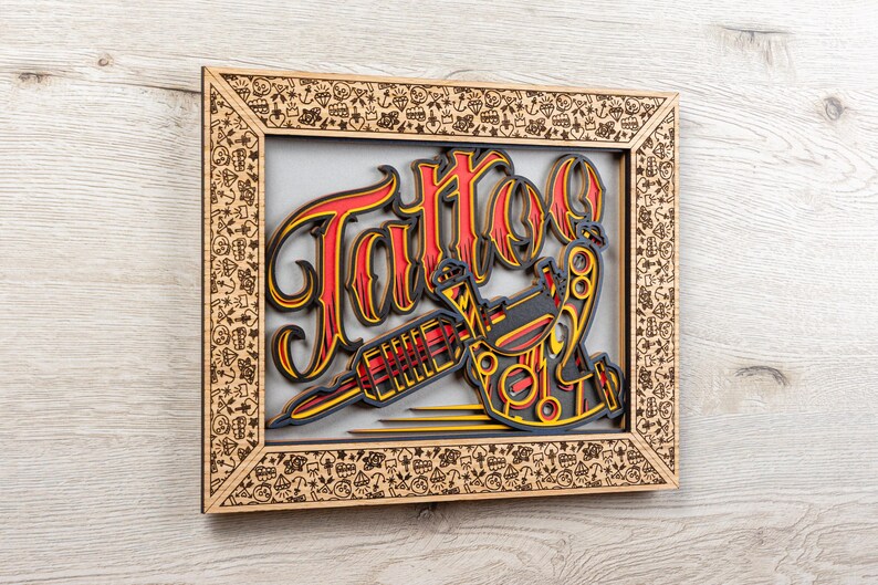 Layered Tattoo Studio Sign - 3D Multi Layer Design - Vintage Style ...