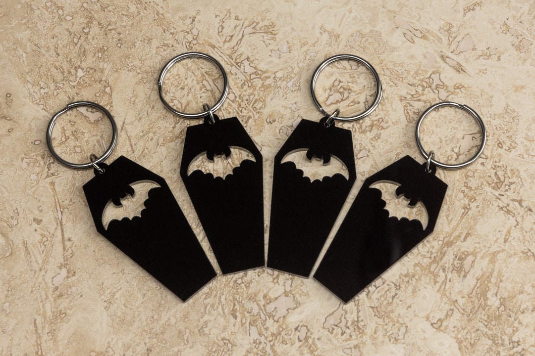 Coffin Keyring With Cutout Bat - Coffin Keychain - Acrylic Gothic ...