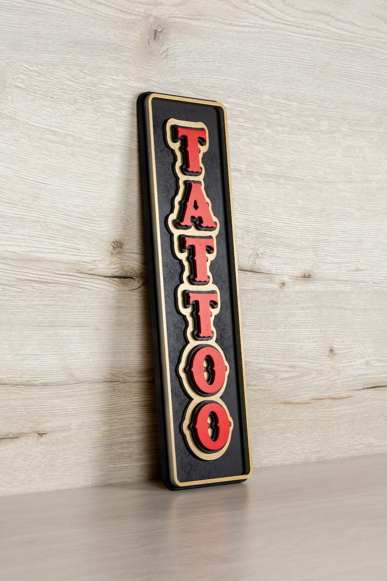 Layered Tattoo Studio Sign 3D Multi Layer Design Vintage Style Tattoo ...