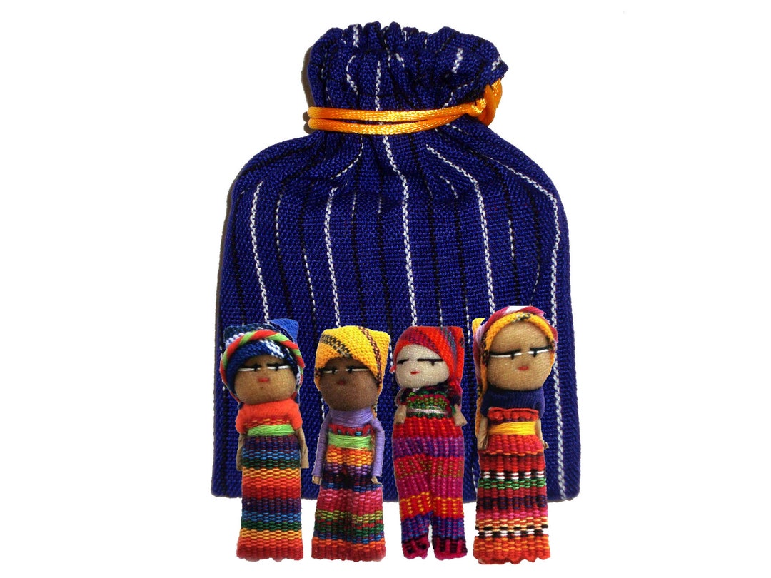 Worry Doll - 4 X BIG WORRY DOLLS in Textile Bag - Navy - Etsy Australia