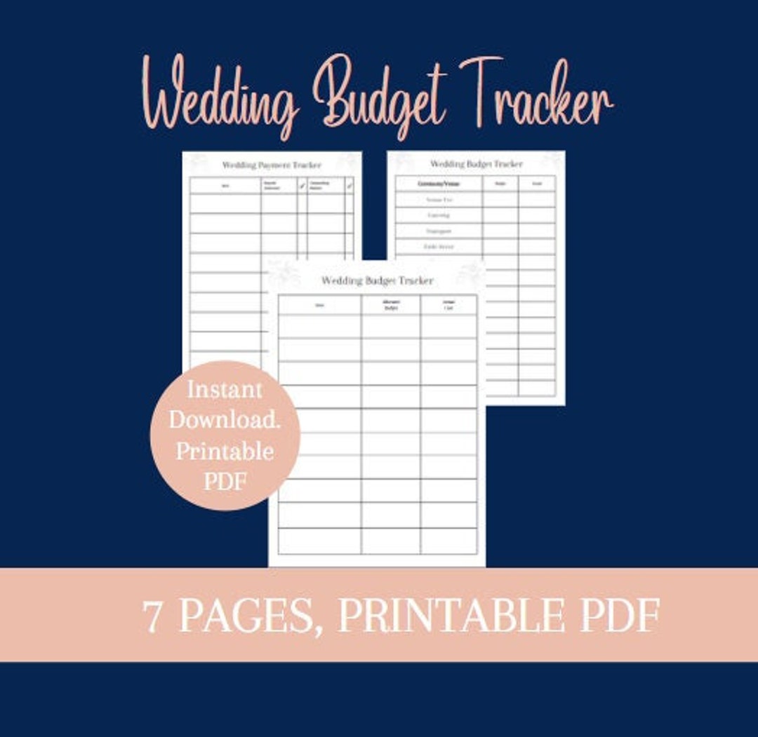 Wedding Budget Tracker, Printable Wedding Budget, Wedding Planner ...