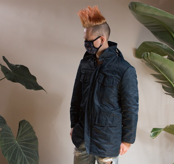 Mens Blue Jacket - Vintage Trucker Style Nylon Jacket… - Gem