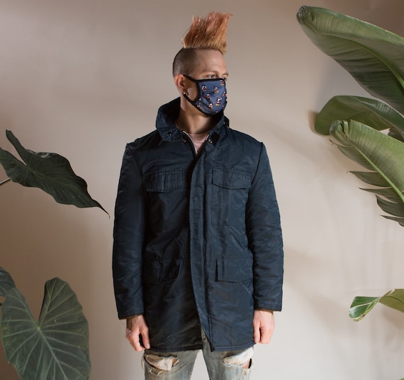 Mens Blue Jacket - Vintage Trucker Style Nylon Jacket… - Gem