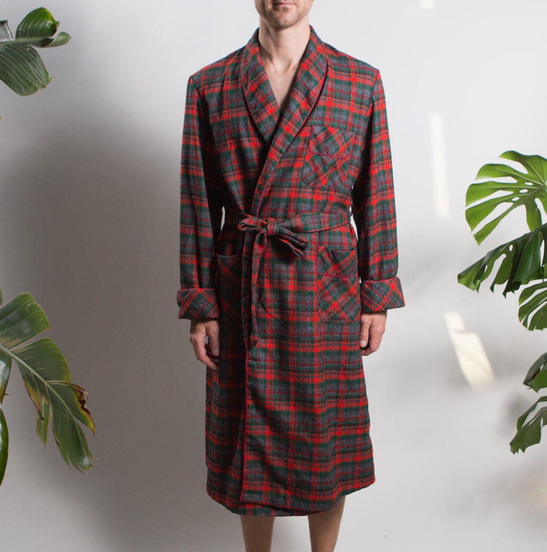 Vintage Men's Robe Scottish Style Tartan / Plaid Dressing Gown Bedroom ...