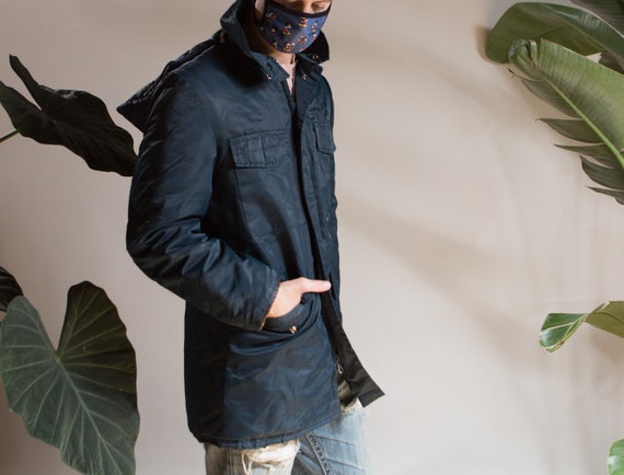 Mens Blue Jacket - Vintage Trucker Style Nylon Jacket… - Gem