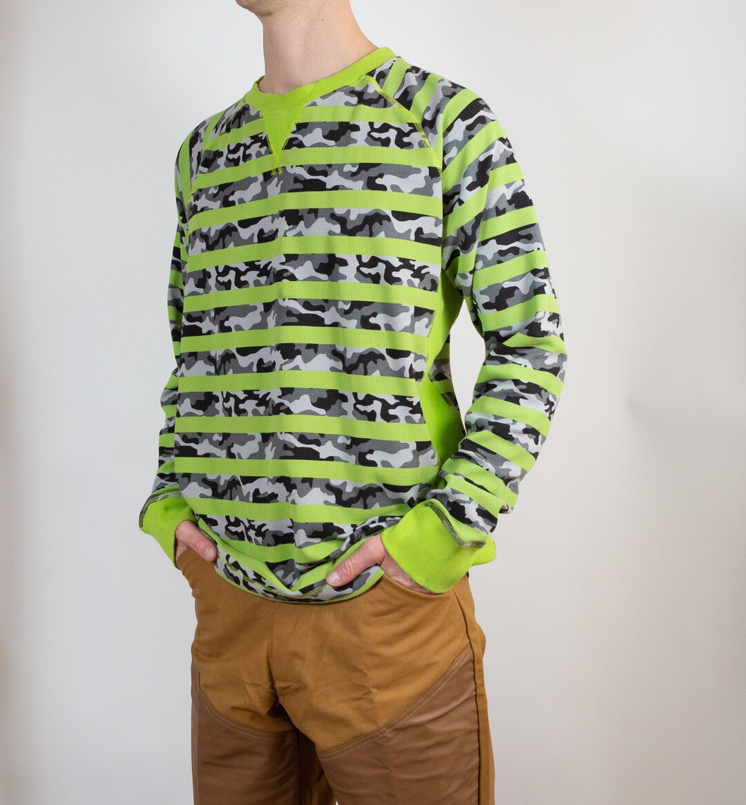Y2K Lime Green Camo Shirt - Sean John Men's Xx-large Size Long Sleeved ...