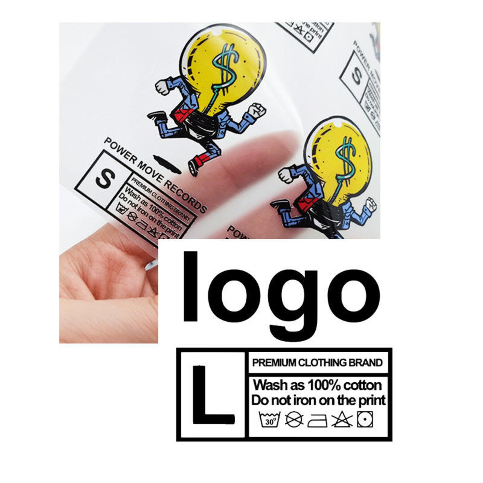 500 Tagless Clothing Label, Tagless Iron On,heat Press Transfers,custom ...