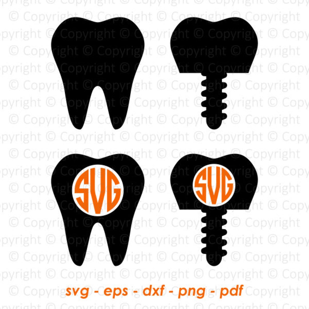 Tooth Monogram Digital Clipart Teeth Svg Dxf Png Eps Pdf - Etsy