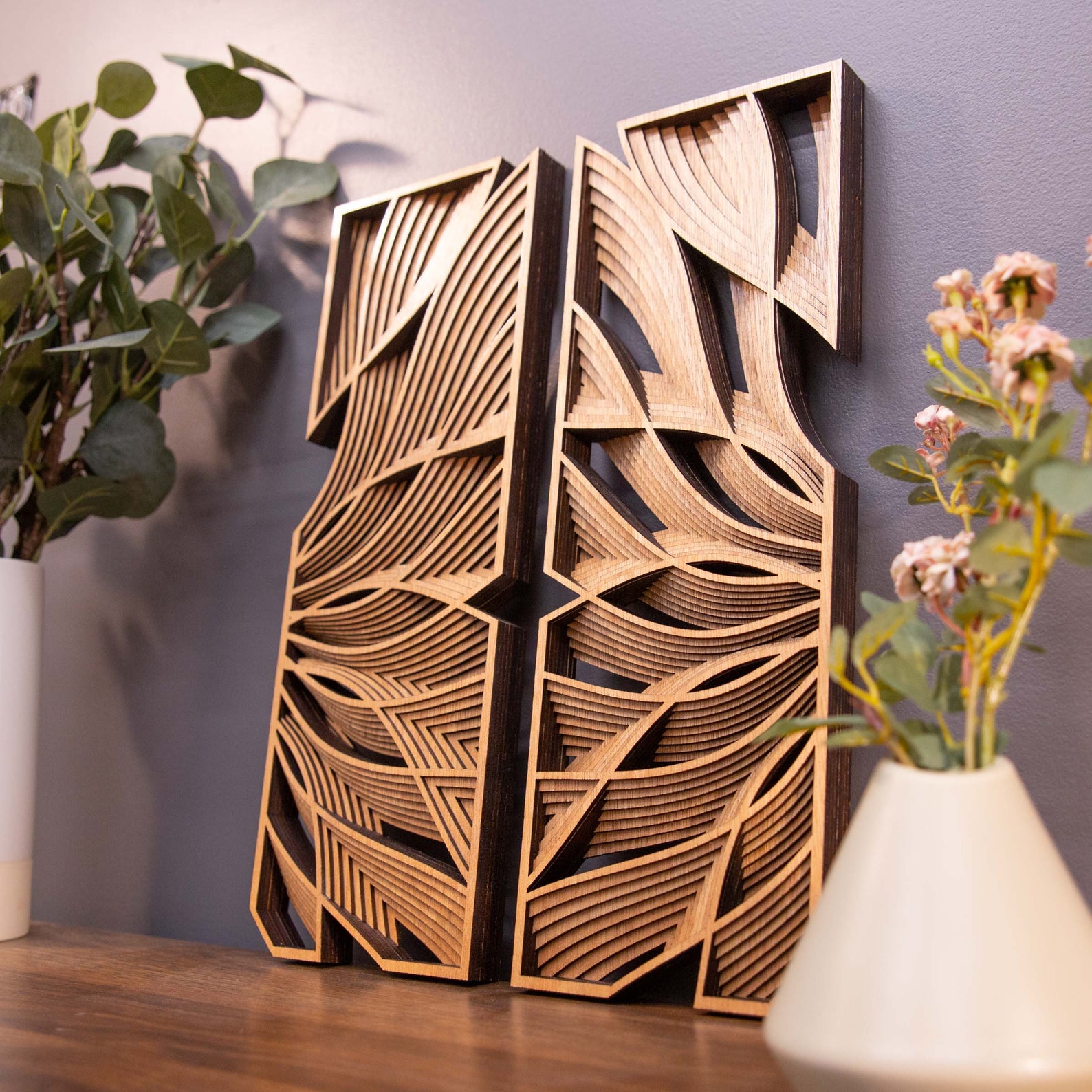 Quad Flow | 2 Pairs of Mirrored | 24 X 16" Wooden Wall Art - Etsy