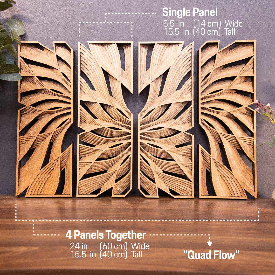 Quad Flow | 2 Pairs of Mirrored | 24 X 16" Wooden Wall Art - Etsy