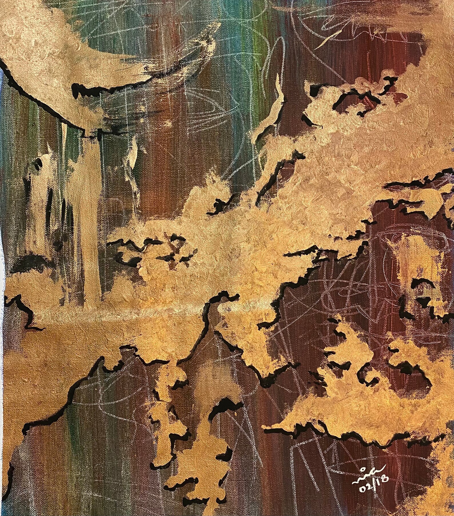 ABSTRACT PAINTING Bronze Maps Magic - Etsy