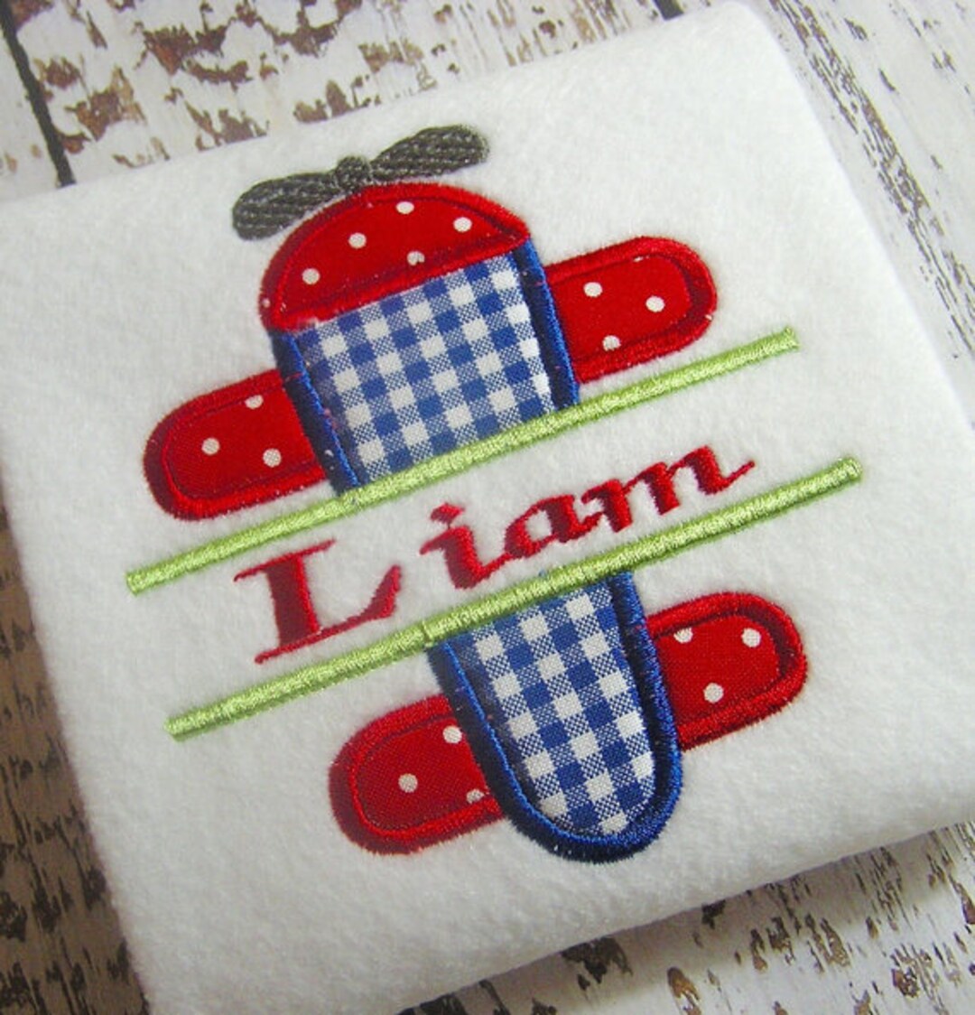 Applique Plane Machine Embroidery Instant Download Design, Split ...
