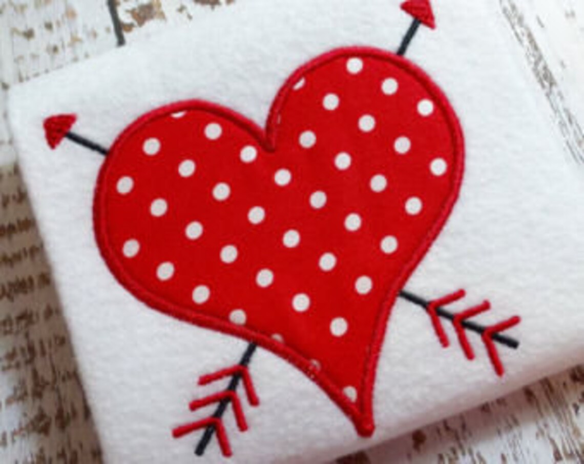 Applique Heart Machine Embroidery Design File, Valentines Day Appliqué ...