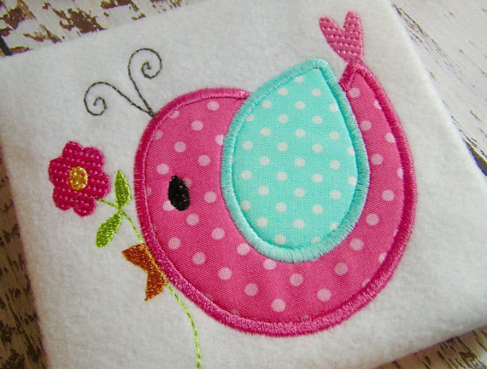 Applique Bird With Flower Machine Embroidery Design (instant Download ...