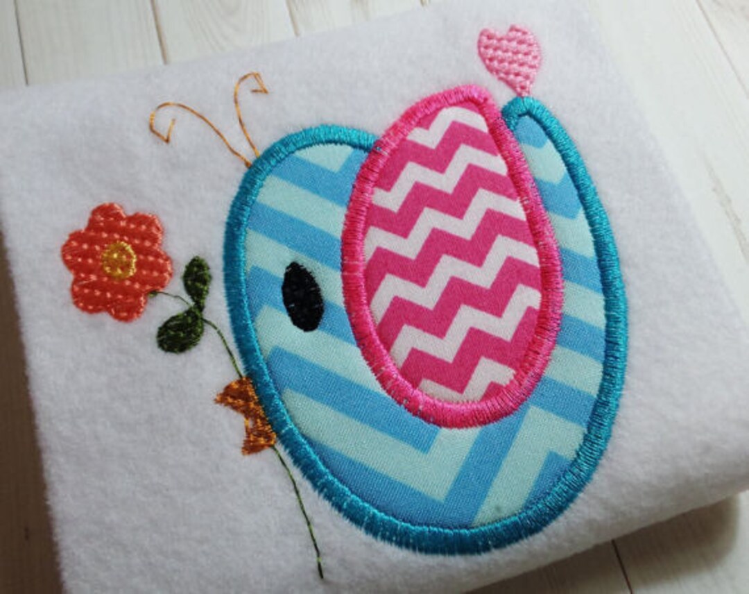 Applique Bird With Flower Machine Embroidery Design (instant Download ...