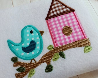 Applique Bird Embroidery Design Applique Swirl Bird - Etsy
