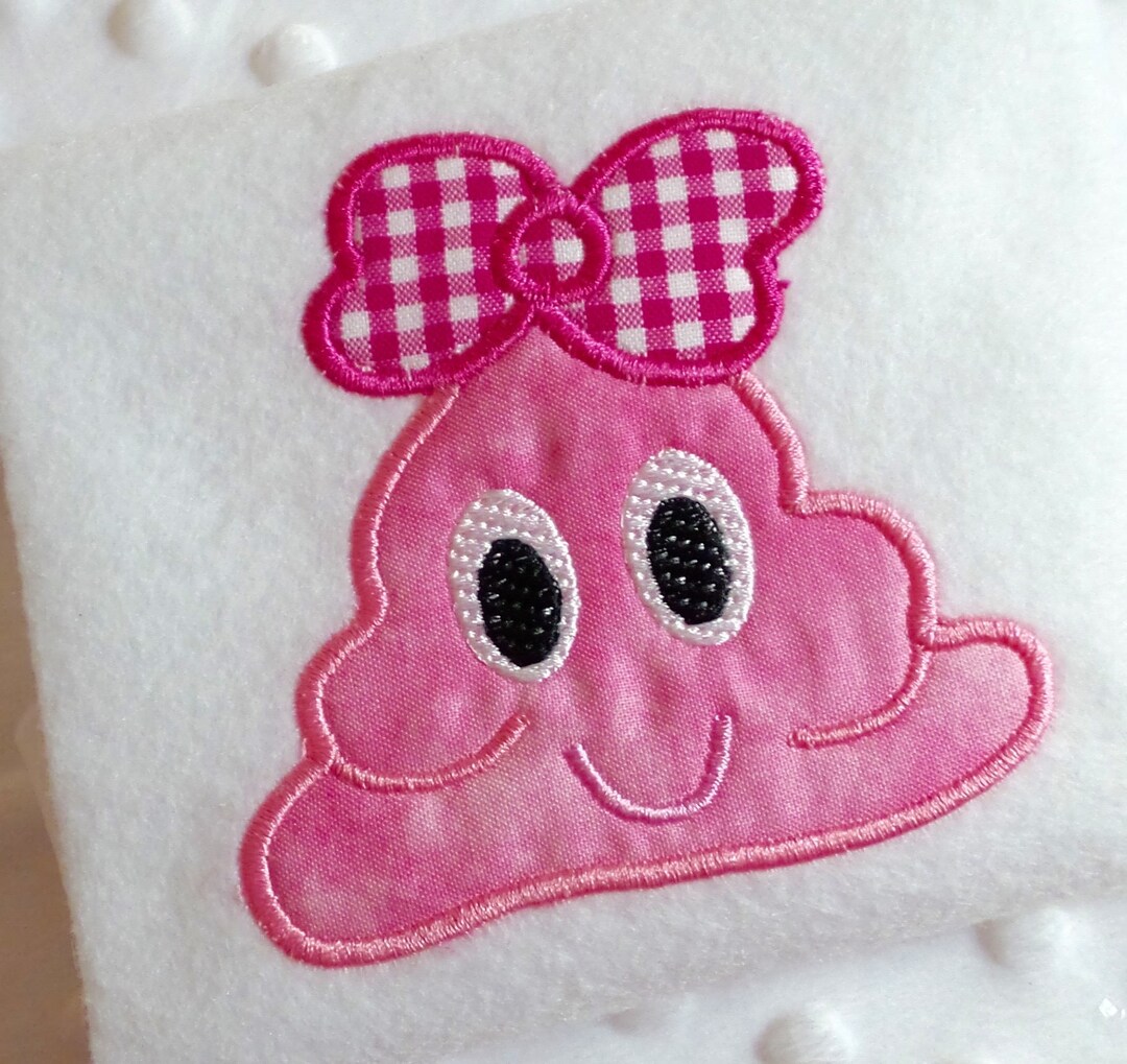 Appliqué Girl Poop With Bow Machine Embroidery Instant Download Design ...
