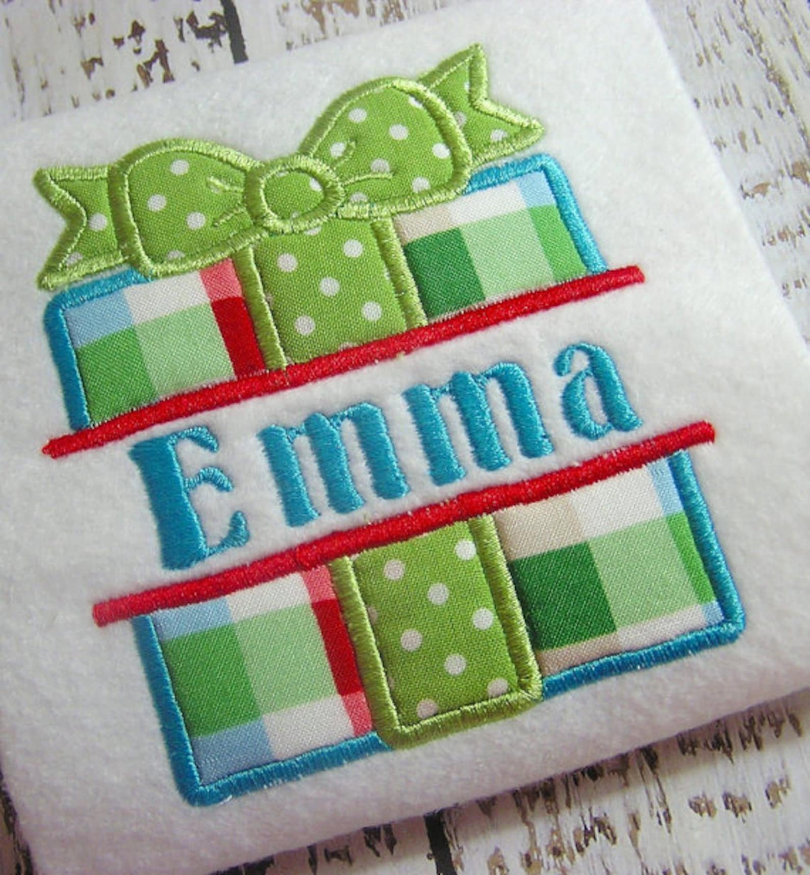 Applique Christmas Present Machine Embroidery, Birthday Present ...
