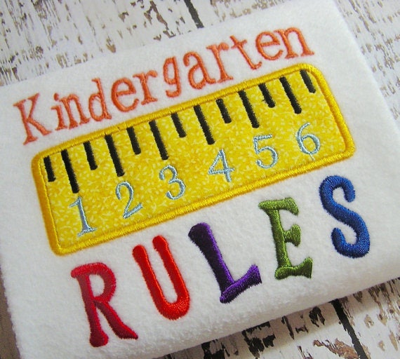 Applique Kindergarten Rules Machine Embroidery Instant Download Design ...