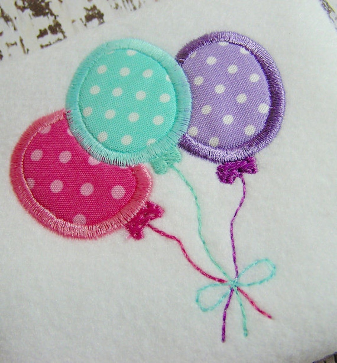 Appliqué Birthday Balloons Machine Embroidery Instant Download Design ...