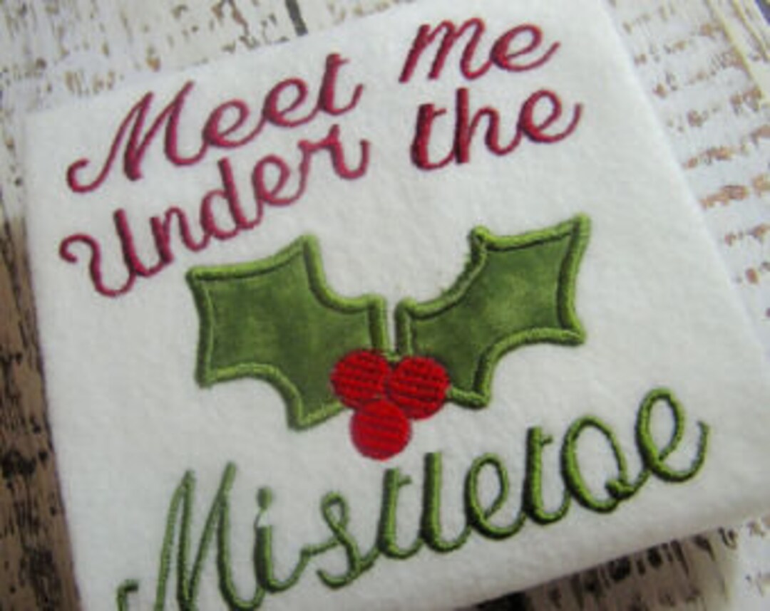 Applique Christmas Mistletoe Machine Embroidery, Mistletoe Design ...