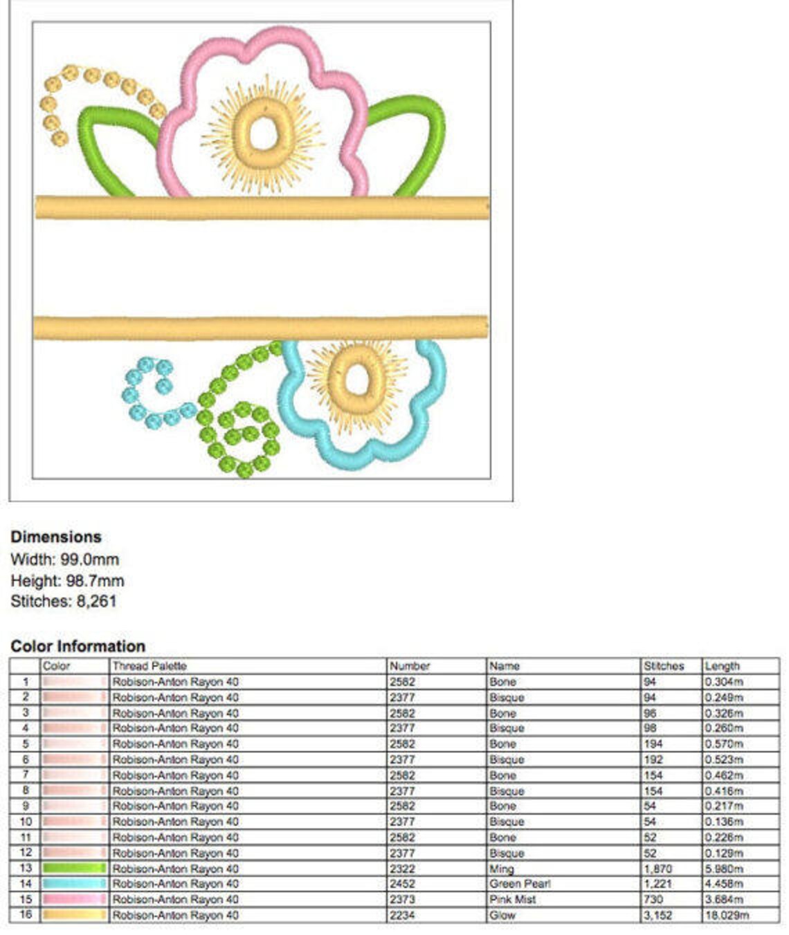 Applique Split Flower Monogram Machine Embroidery Instant Download ...