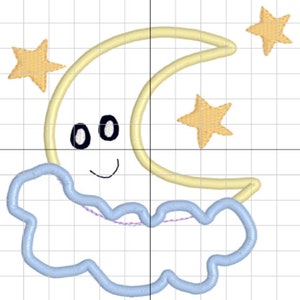 Applique Moon Machine Embroidery Design, Machine Embroidery Moon, Moon ...