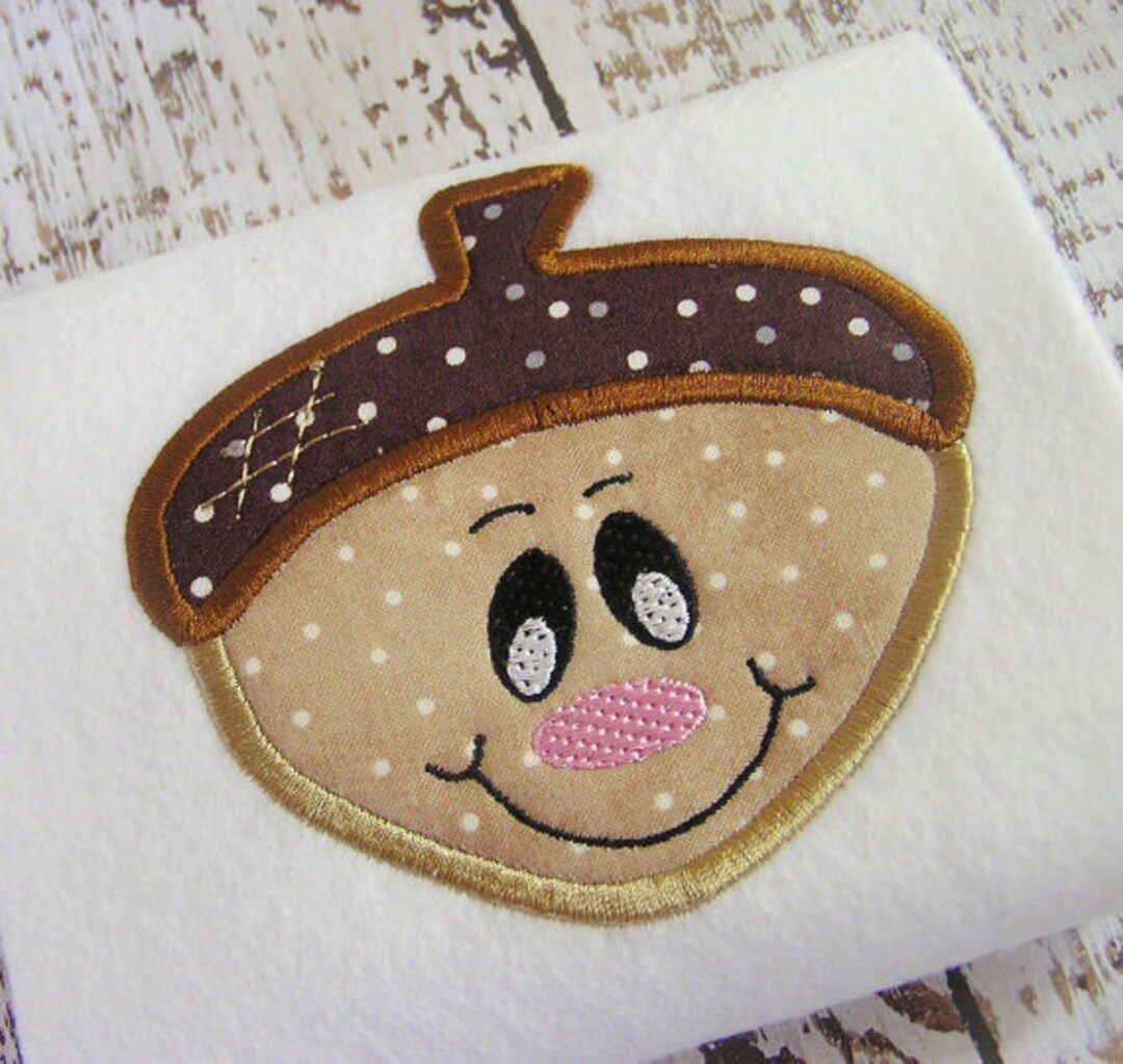 Applique Acorn Machine Embroidery Instant Download, Happy Face Acorn ...