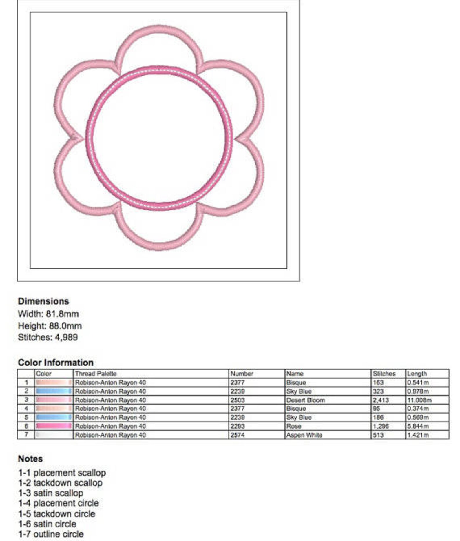 Applique Scallop Flower Machine Embroidery Instant Download | Etsy