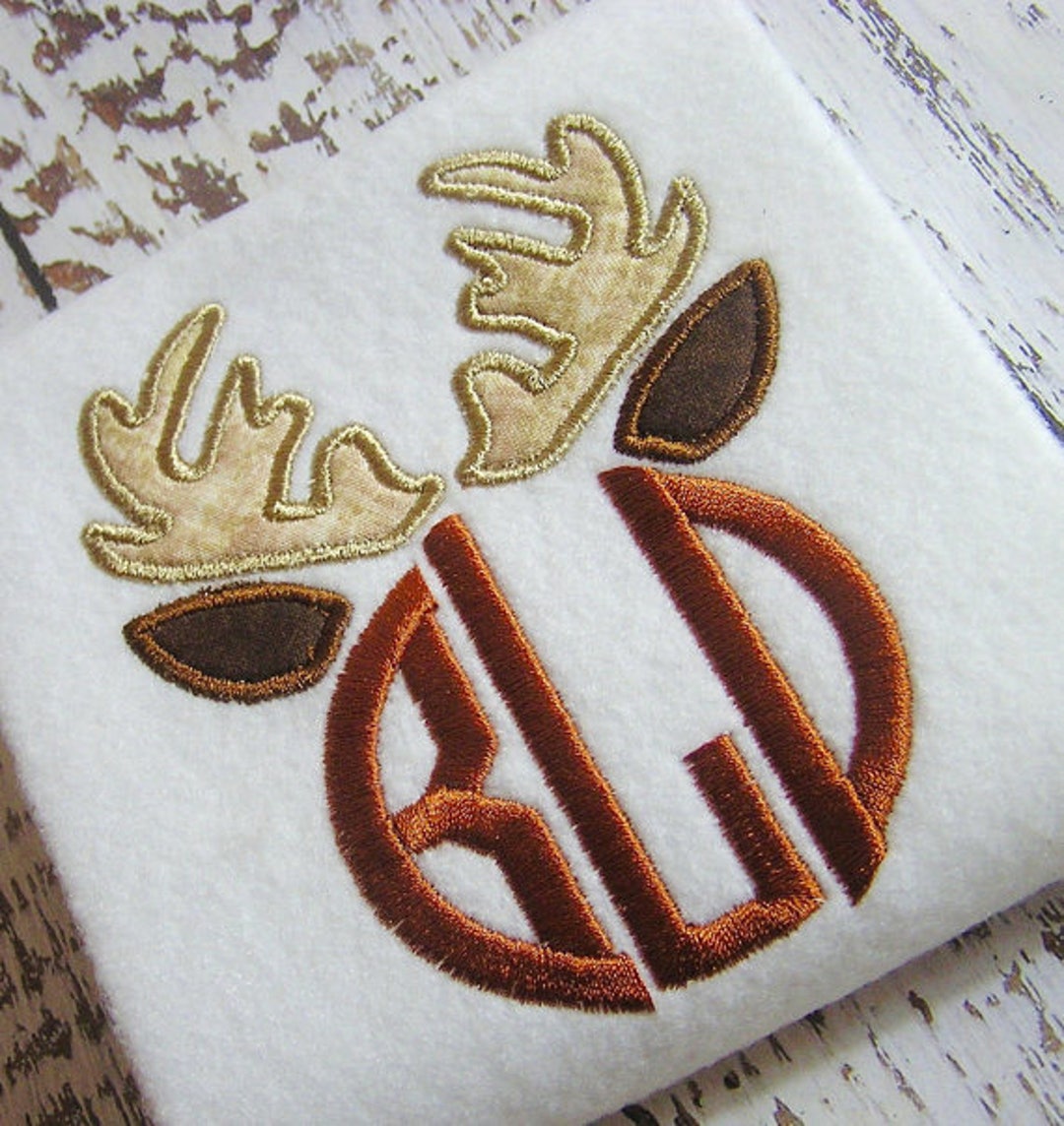 Applique Deer Antlers Machine Embroidery Instant Download Design ...
