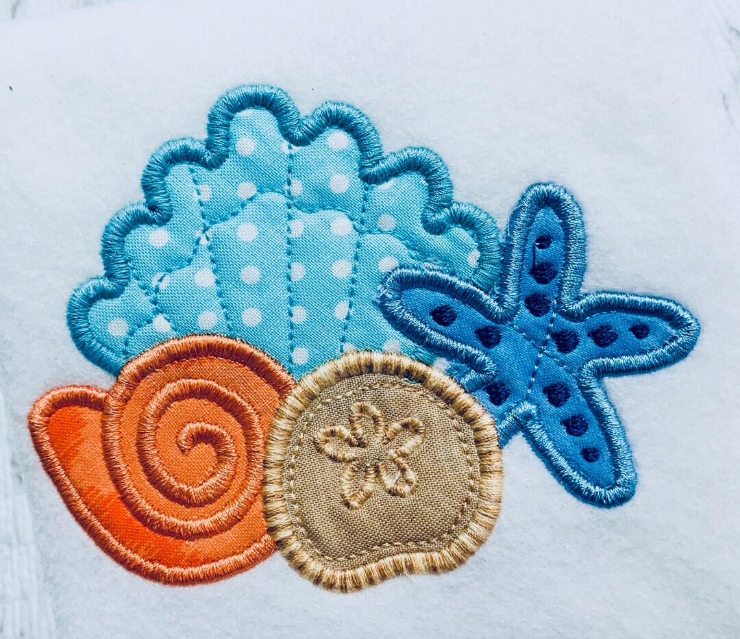 Applique Sea Shells, Beach Shells, Machine Embroidery Beach Shells ...