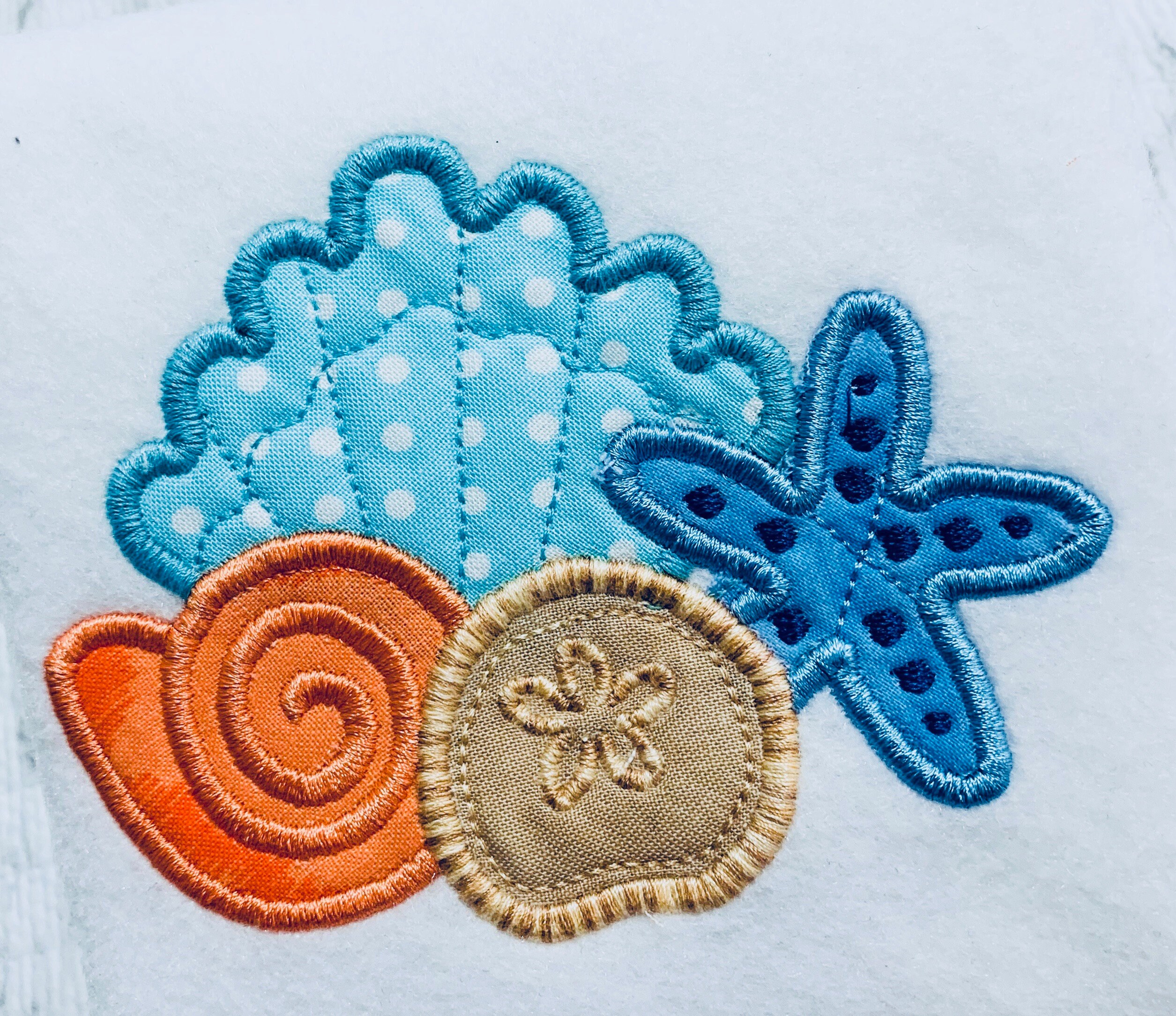 Applique Sea Shells, Beach Shells, Machine Embroidery Beach Shells ...