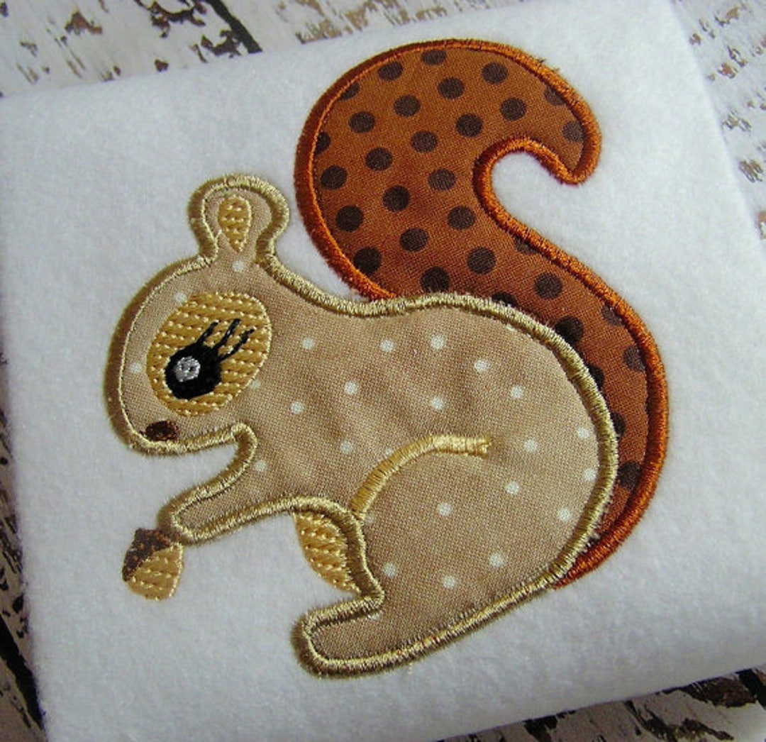 Applique Squirrel Machine Embroidery Instant Download Design, Appliqué Tree Animal, Squirrel ...