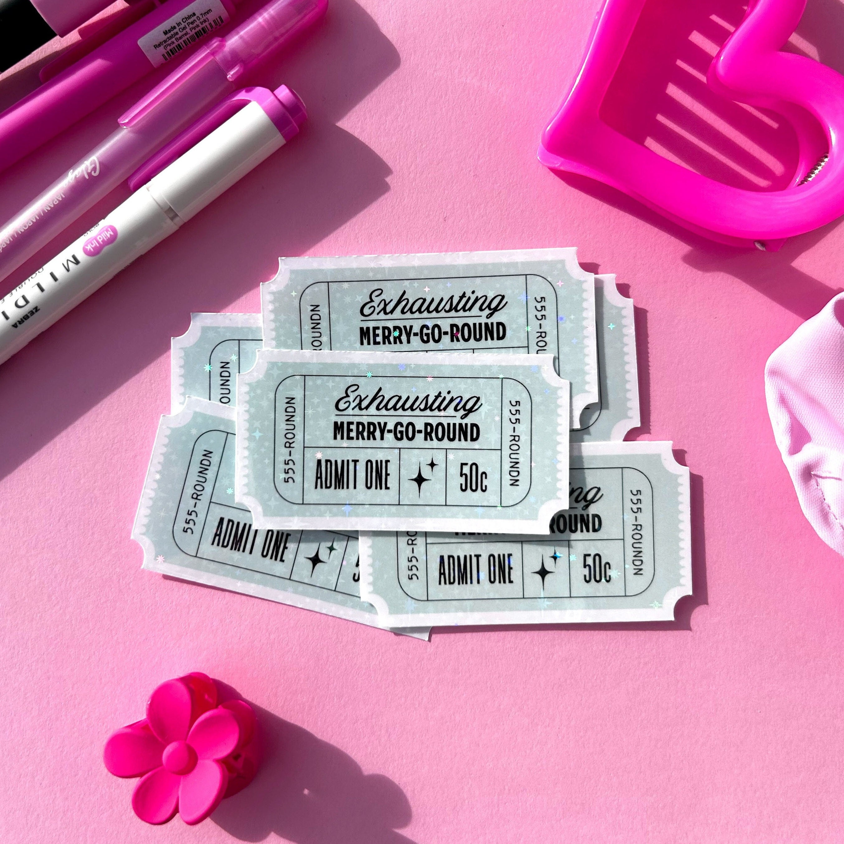 Exhausting Merry-go-round Ticket Sticker - Etsy