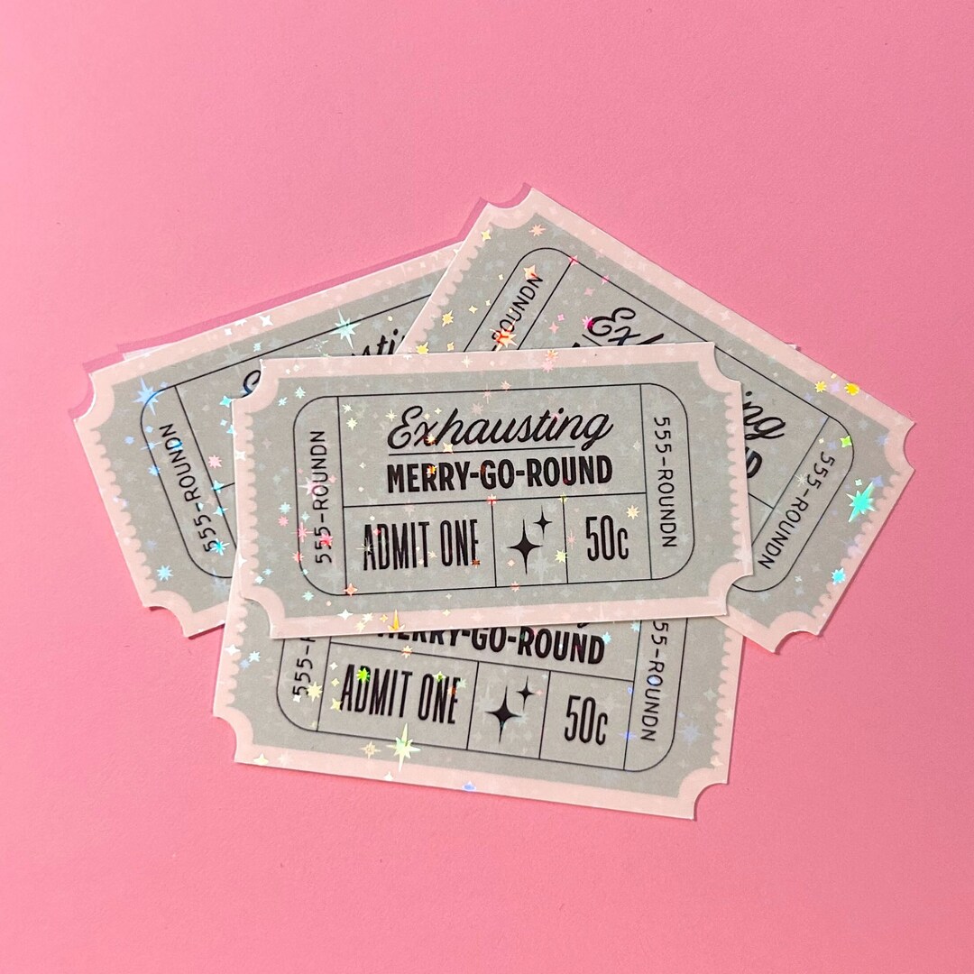 Exhausting Merry-go-round Ticket Sticker - Etsy