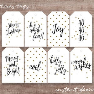 Printable Christmas Gift Tags _ Glitter Effect - Etsy