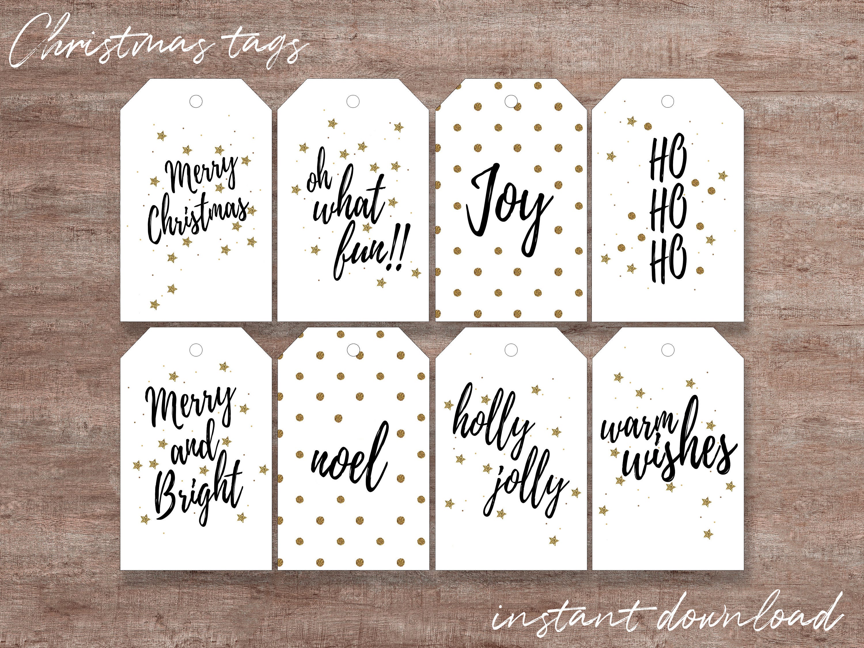 Printable Christmas Gift Tags _ Glitter Effect - Etsy