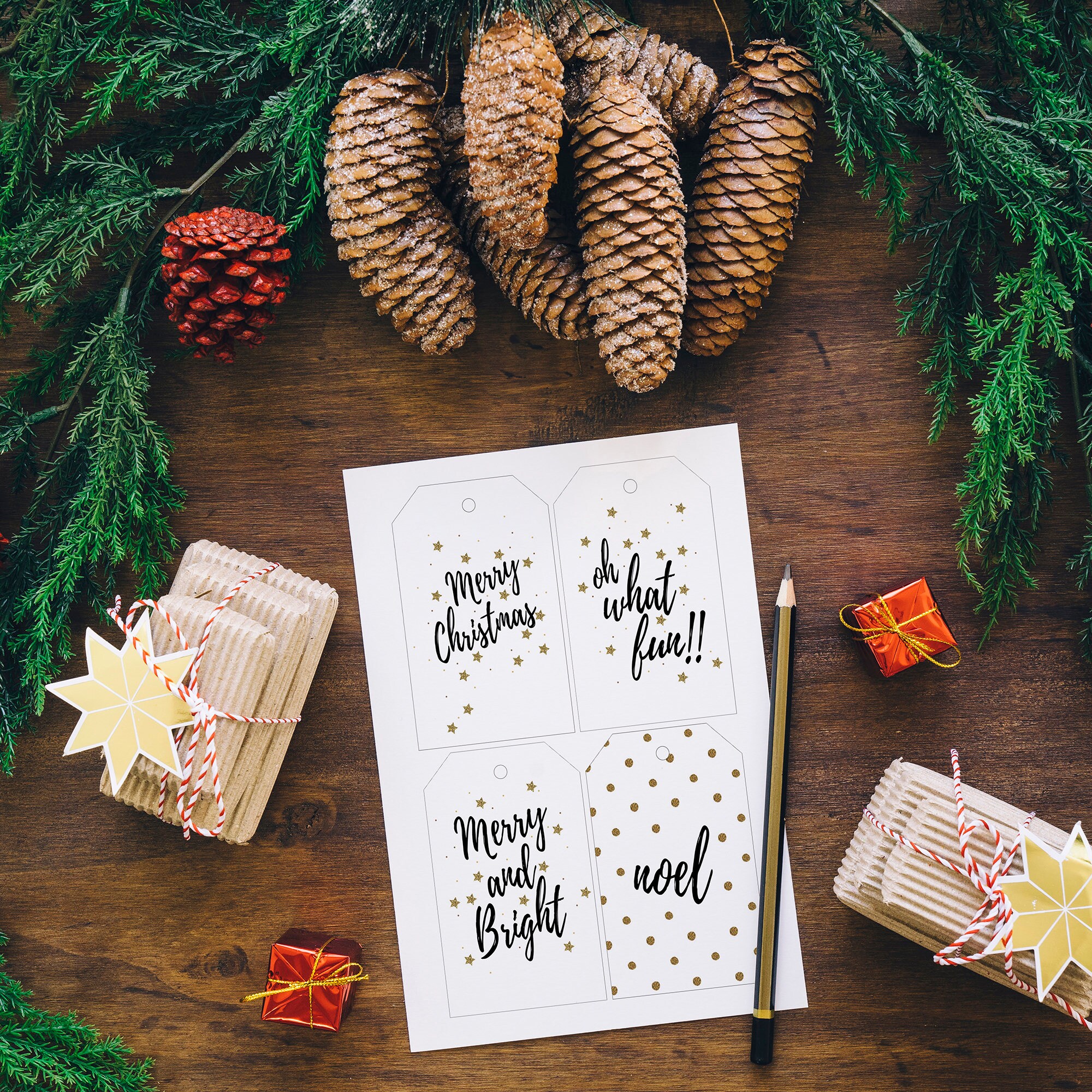 Printable Christmas Gift Tags _ Glitter Effect - Etsy