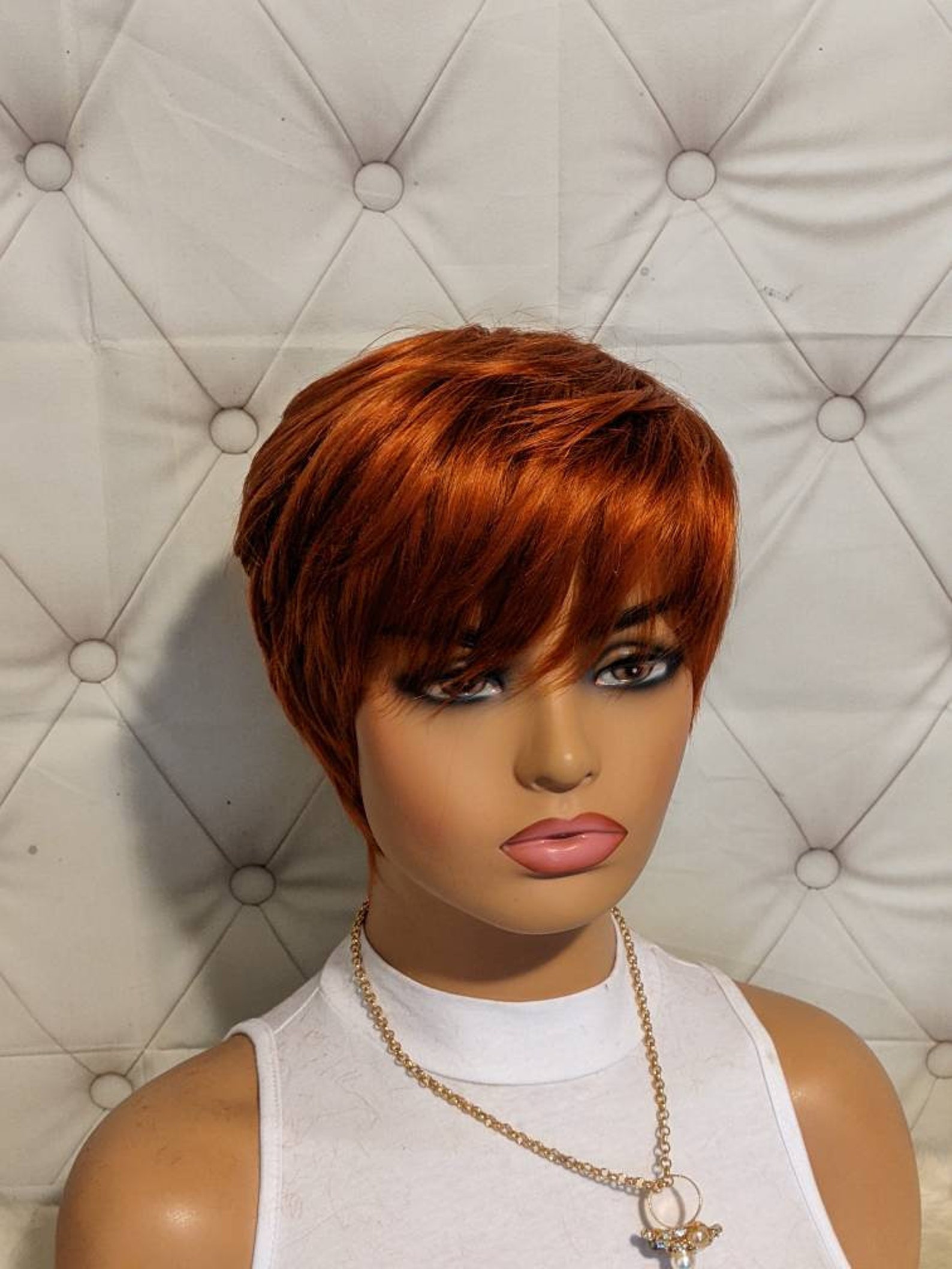 Pumpkin Spice Pixie Cut Non-lace Human Hair Wig - Etsy