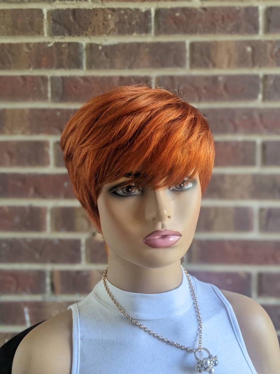 Pumpkin Spice Pixie Cut Non-lace Human Hair Wig - Etsy